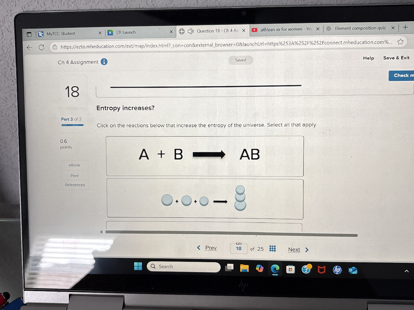 Entropy increases? Click on the reactions | StudyX