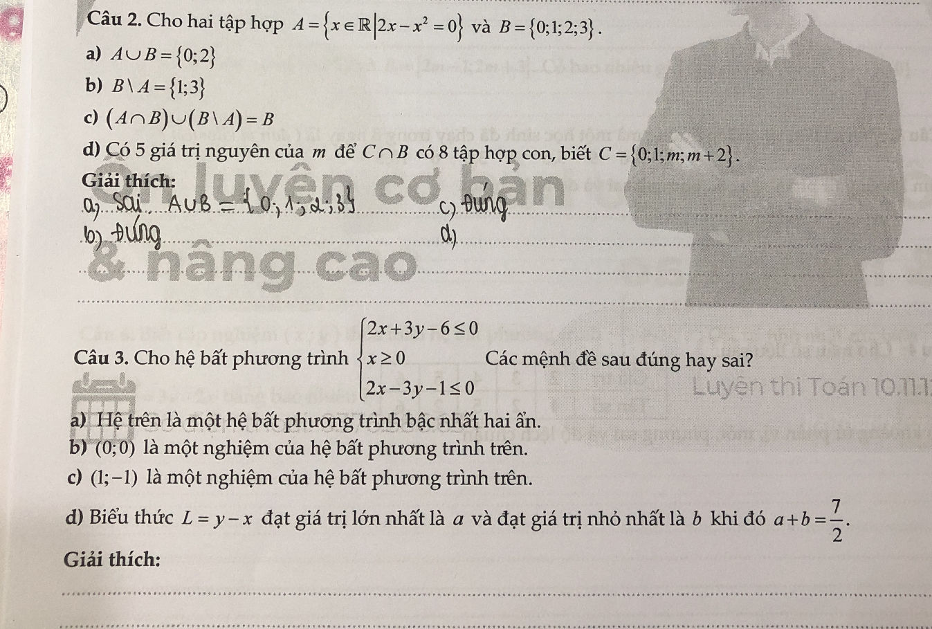 Câu 2. Cho hai tập hợp $A = {x R | 2x - | StudyX