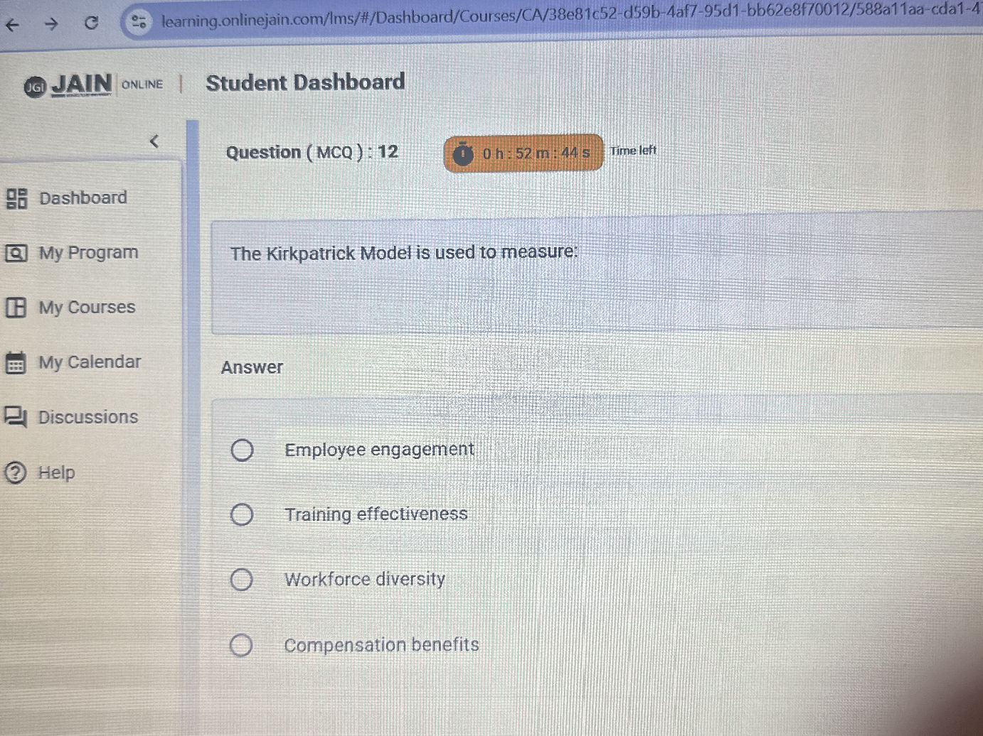 The Kirkpatrick Model is used to measure: | StudyX