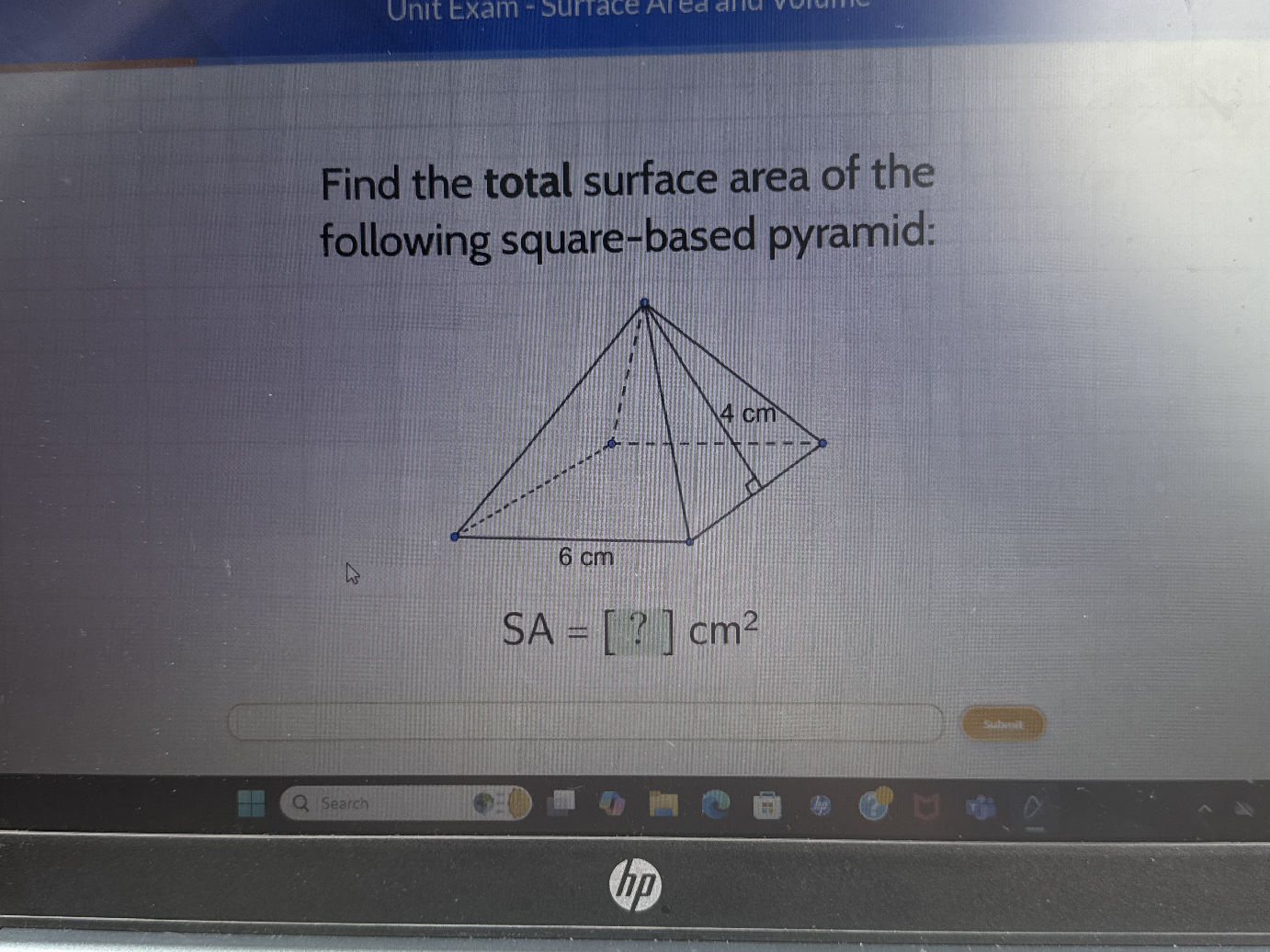 Find the total surface area of the following | StudyX