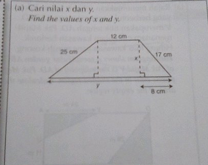 (a) Cari nilai x dan y. Find the values of x | StudyX