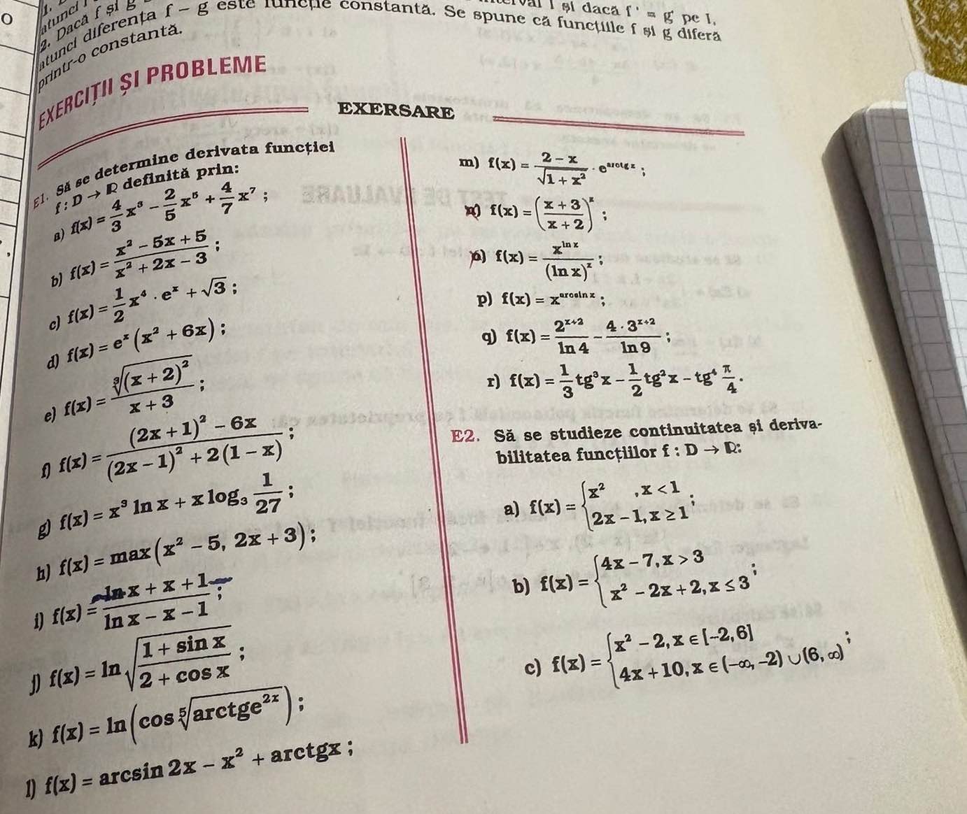 El. Să se determine derivata functiei f: D→R | StudyX