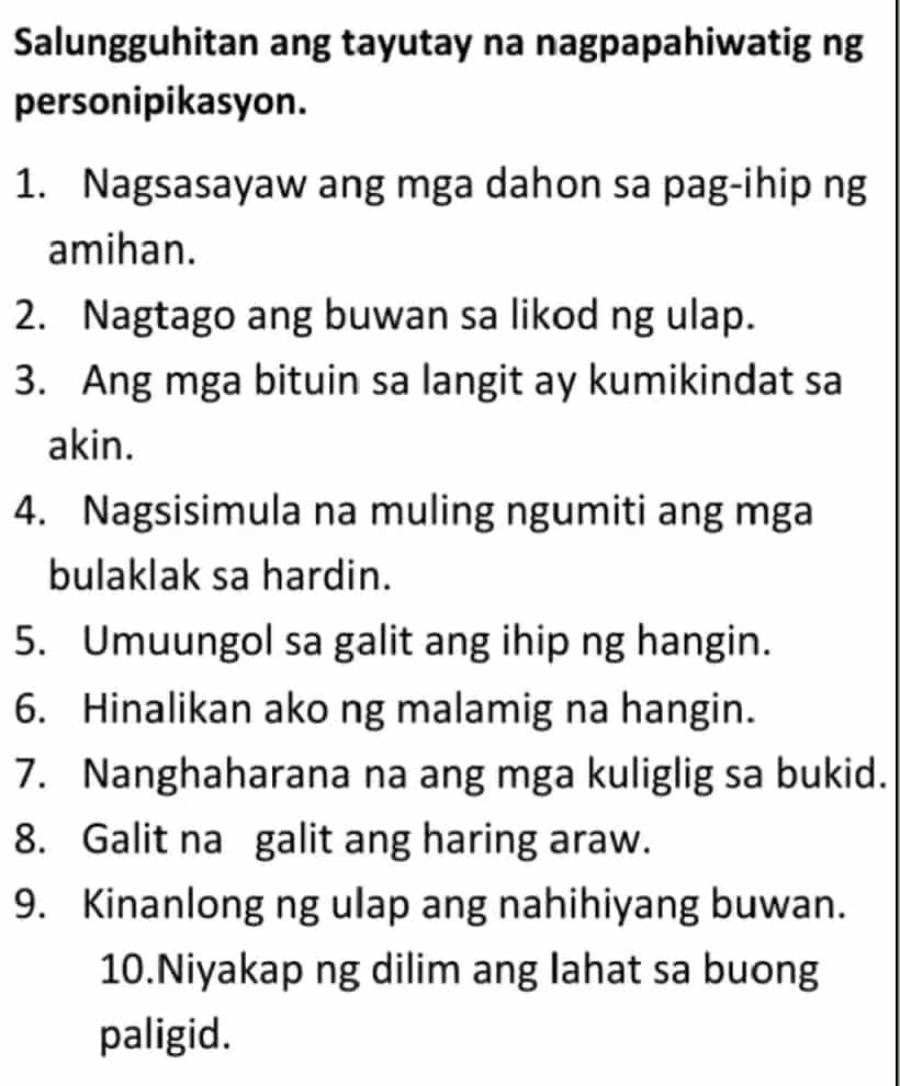 Salungguhitan ang tayutay na nagpapahiwatig | StudyX