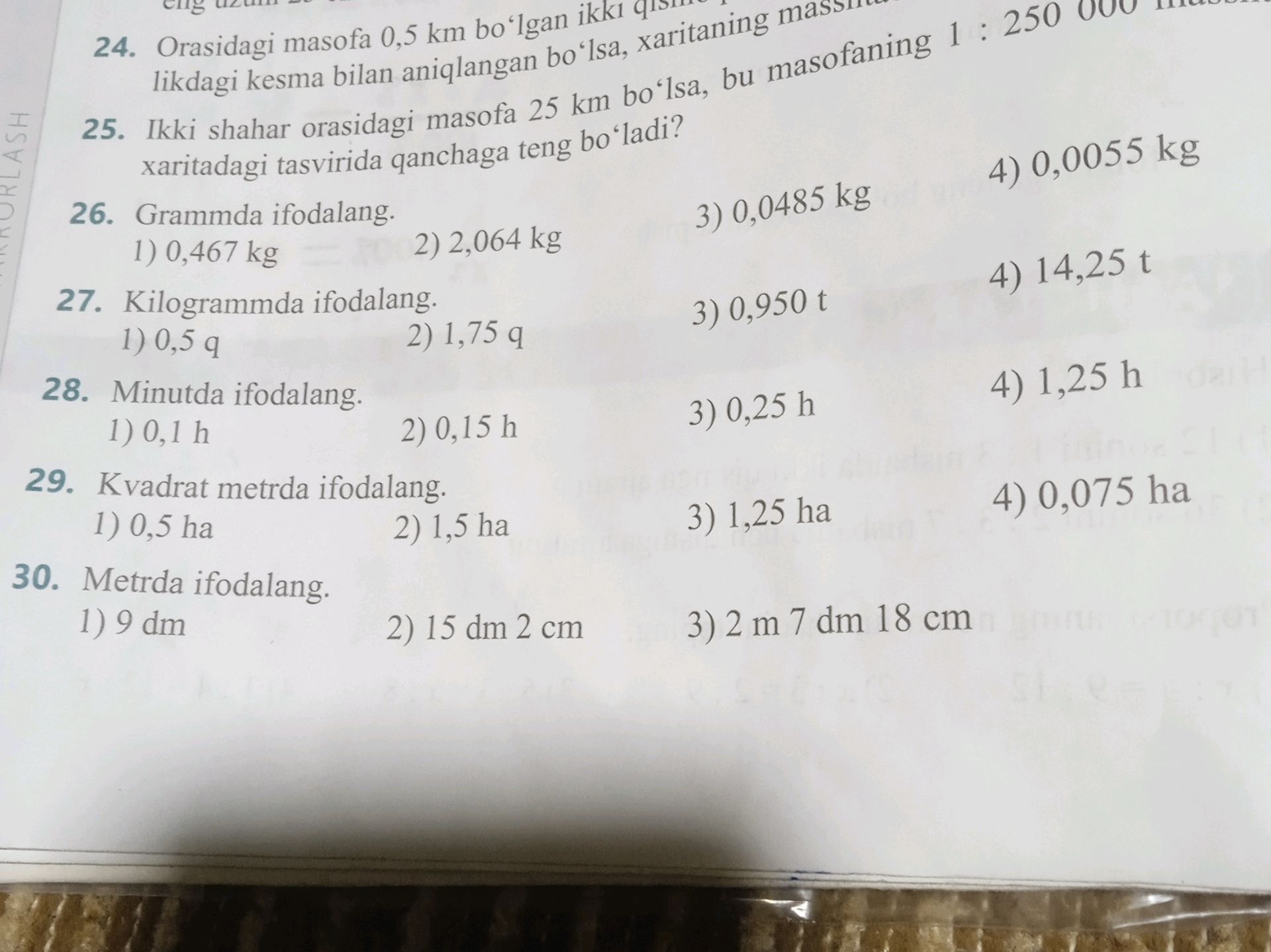 24. Orasidagi masofa 0,5 km bo'lgan ikkı | StudyX
