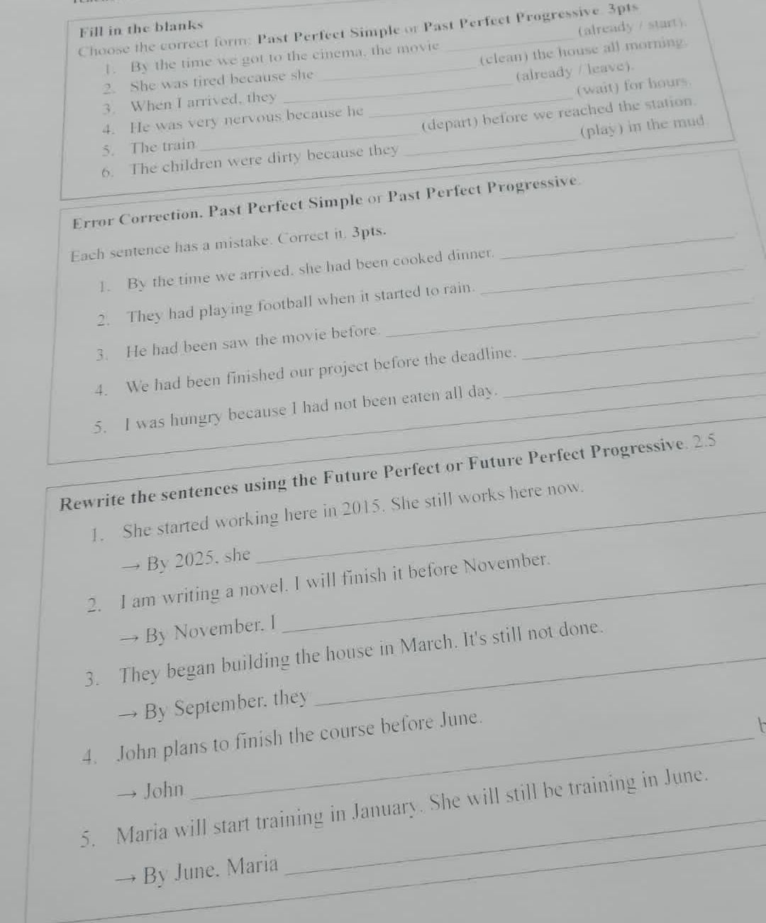 Error Correction. Past Perfect Simple or | StudyX