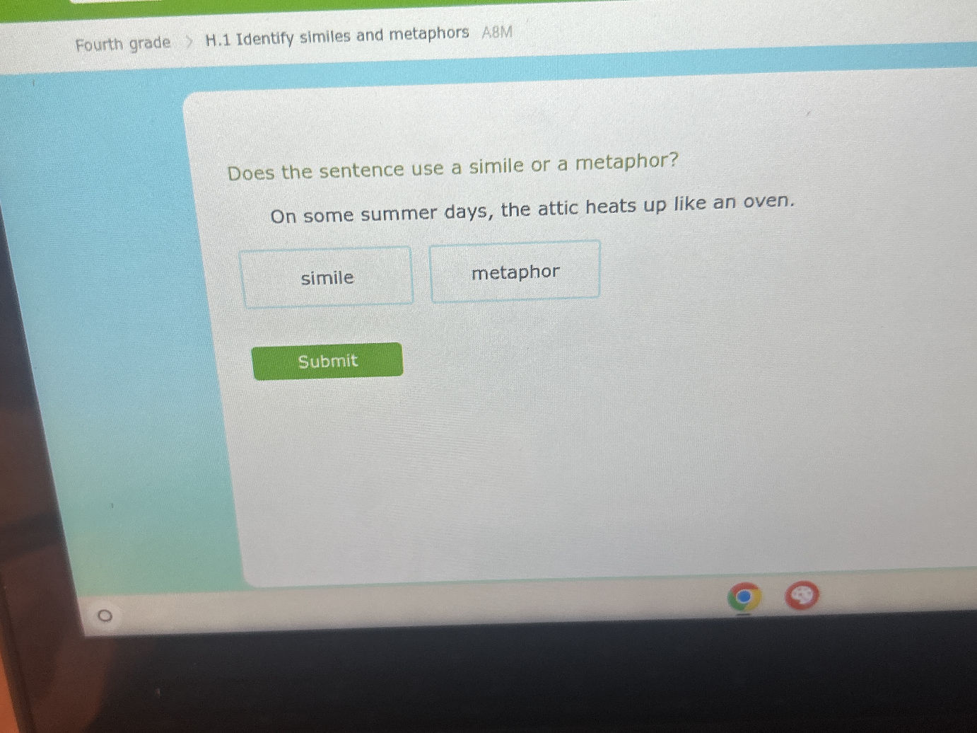 Does the sentence use a simile or a | StudyX