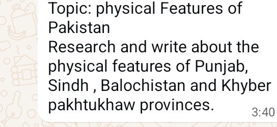 Topic: physical Features of Pakistan | StudyX