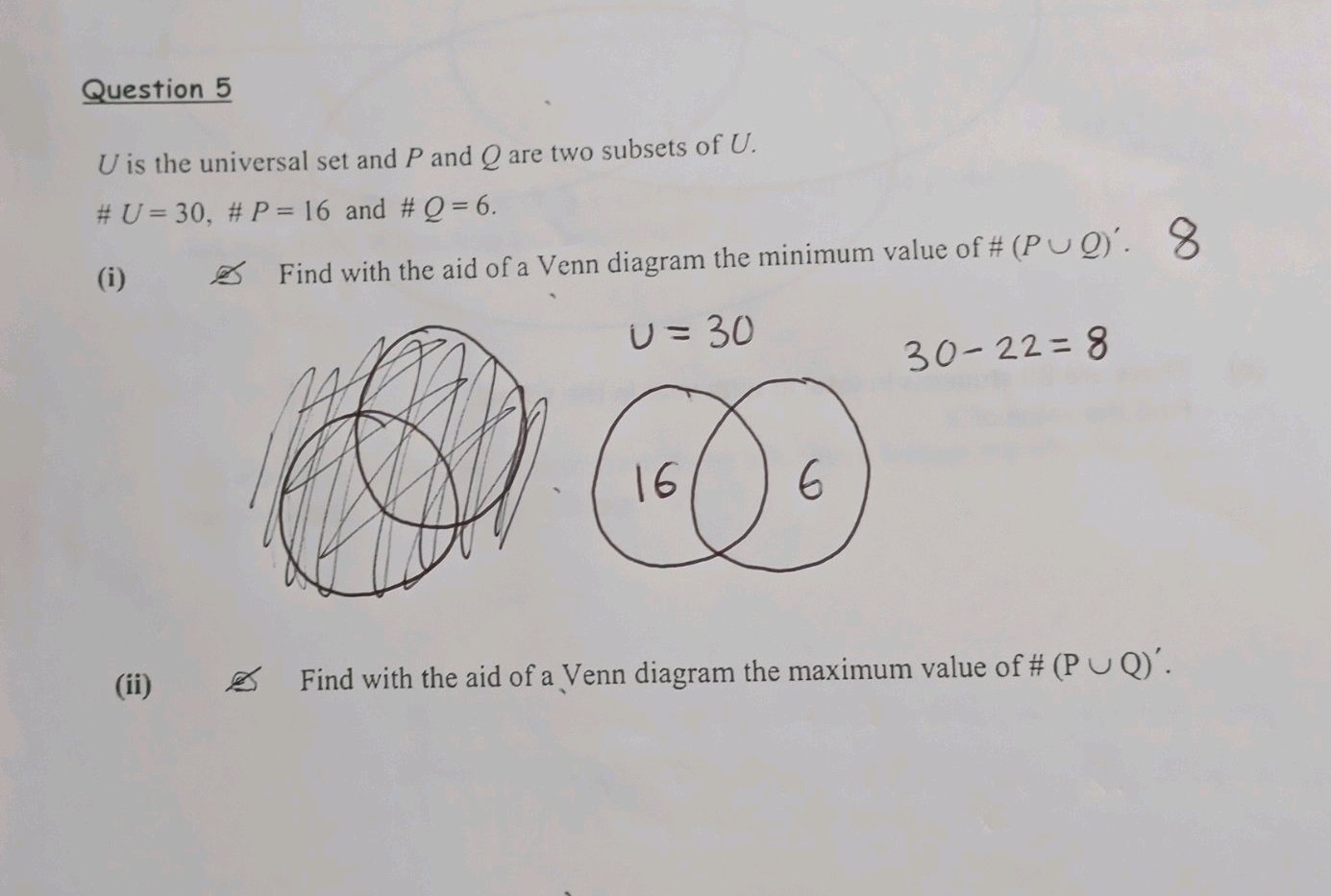 U is the universal set and P and Q are two | StudyX