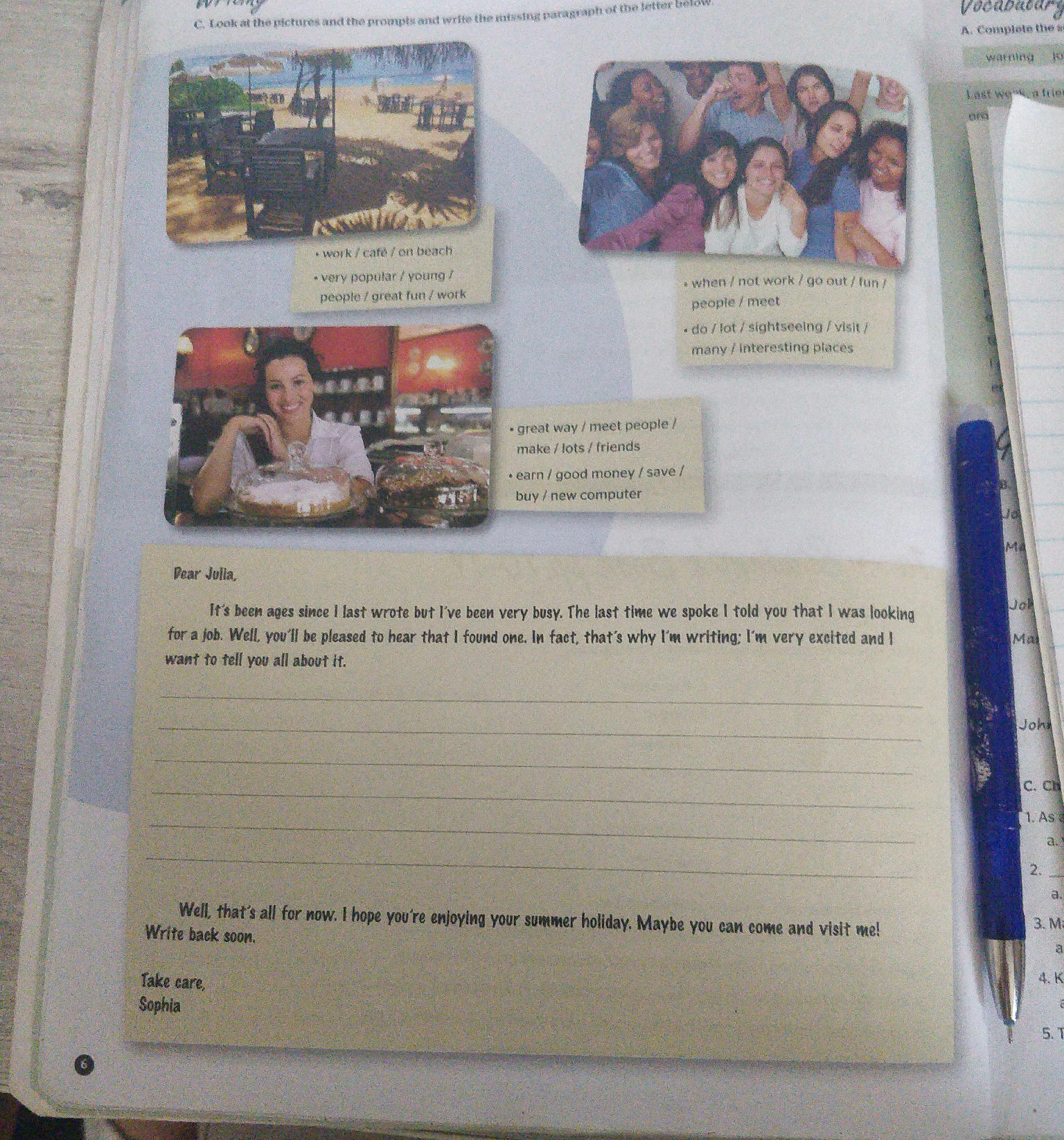C. Look at the pictures and the prompts and | StudyX