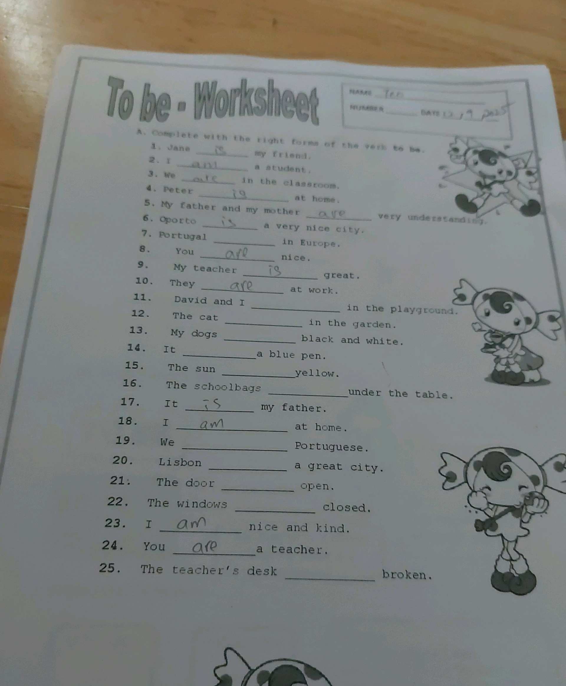 A. Complete with the right forms of the verb | StudyX