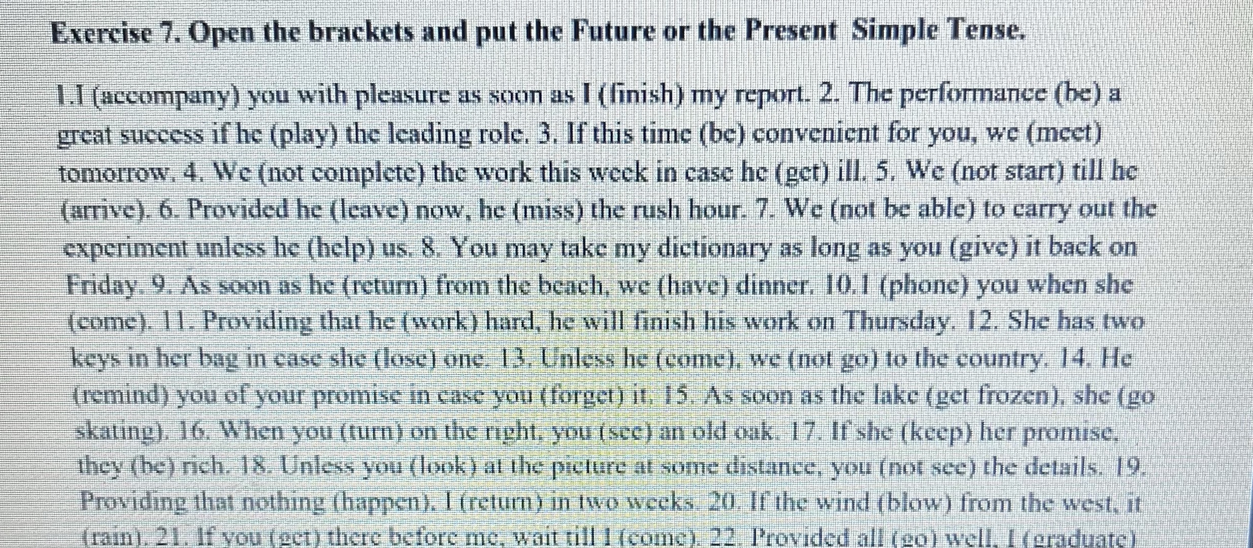 Exercise 7. Open the brackets and put the | StudyX