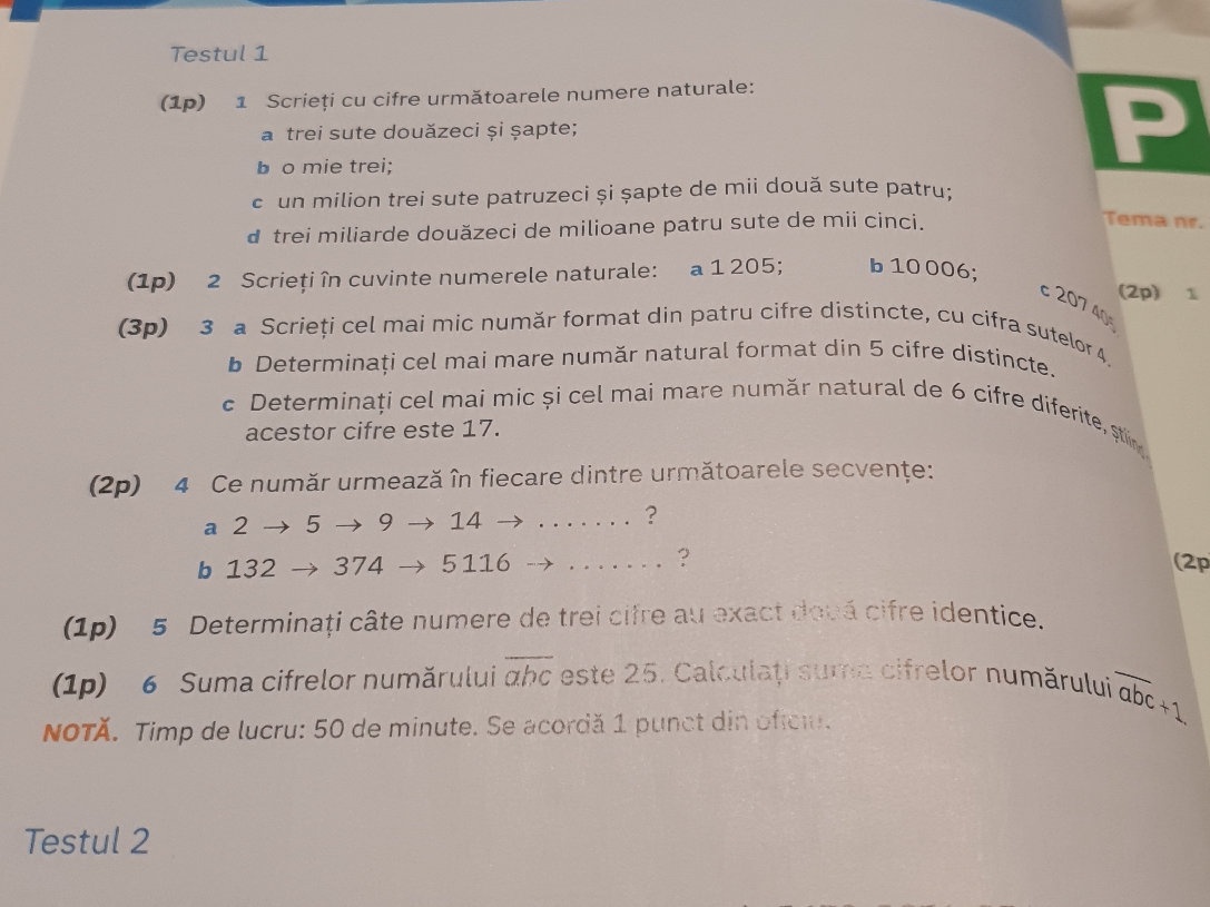 1 Scrieți cu cifre următoarele numere | StudyX