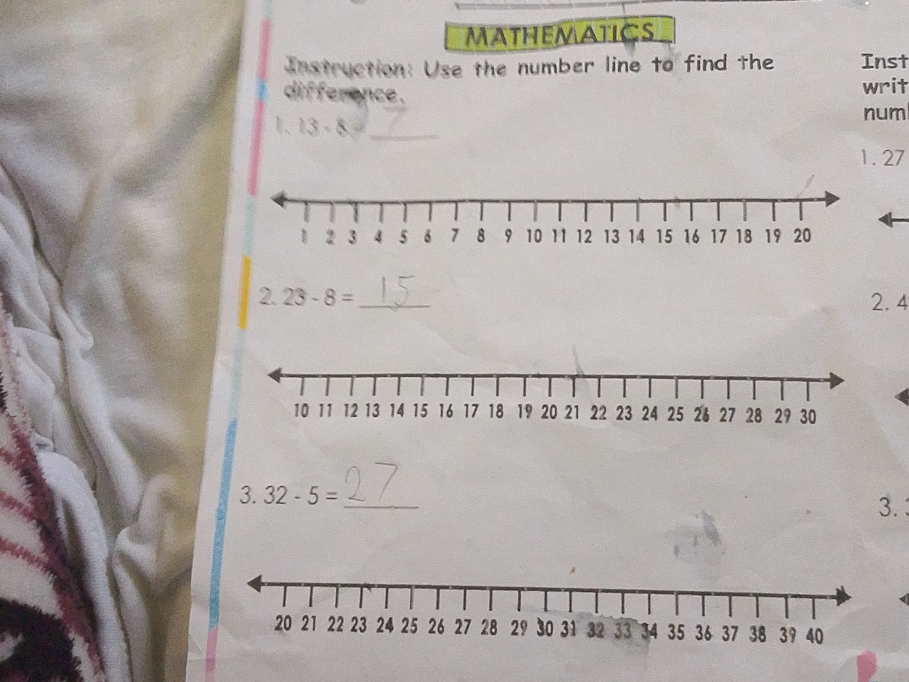 Instruction: Use the number line to find the | StudyX