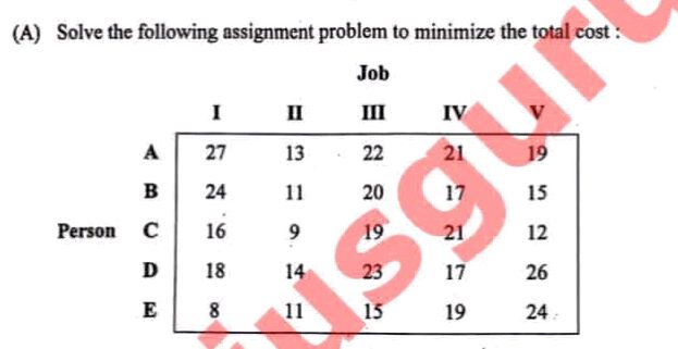 Solve the following assignment problem to | StudyX