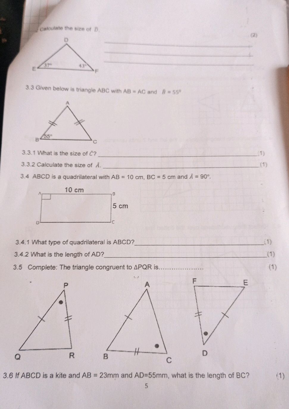 Calculate the size of D. 3.3 Given below is | StudyX