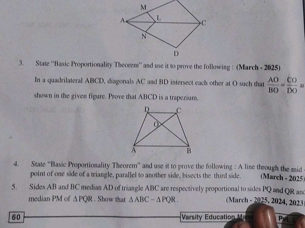 3. State "Basic Proportionality Theorem" and | StudyX