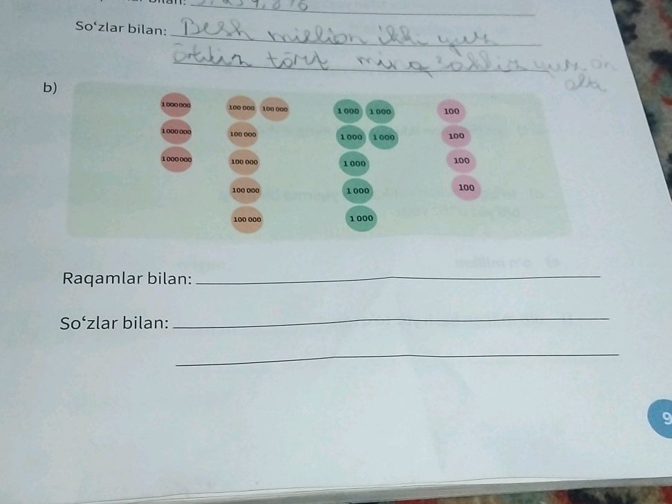 So'zlar bilan: Besh million ikki yuus artkin | StudyX