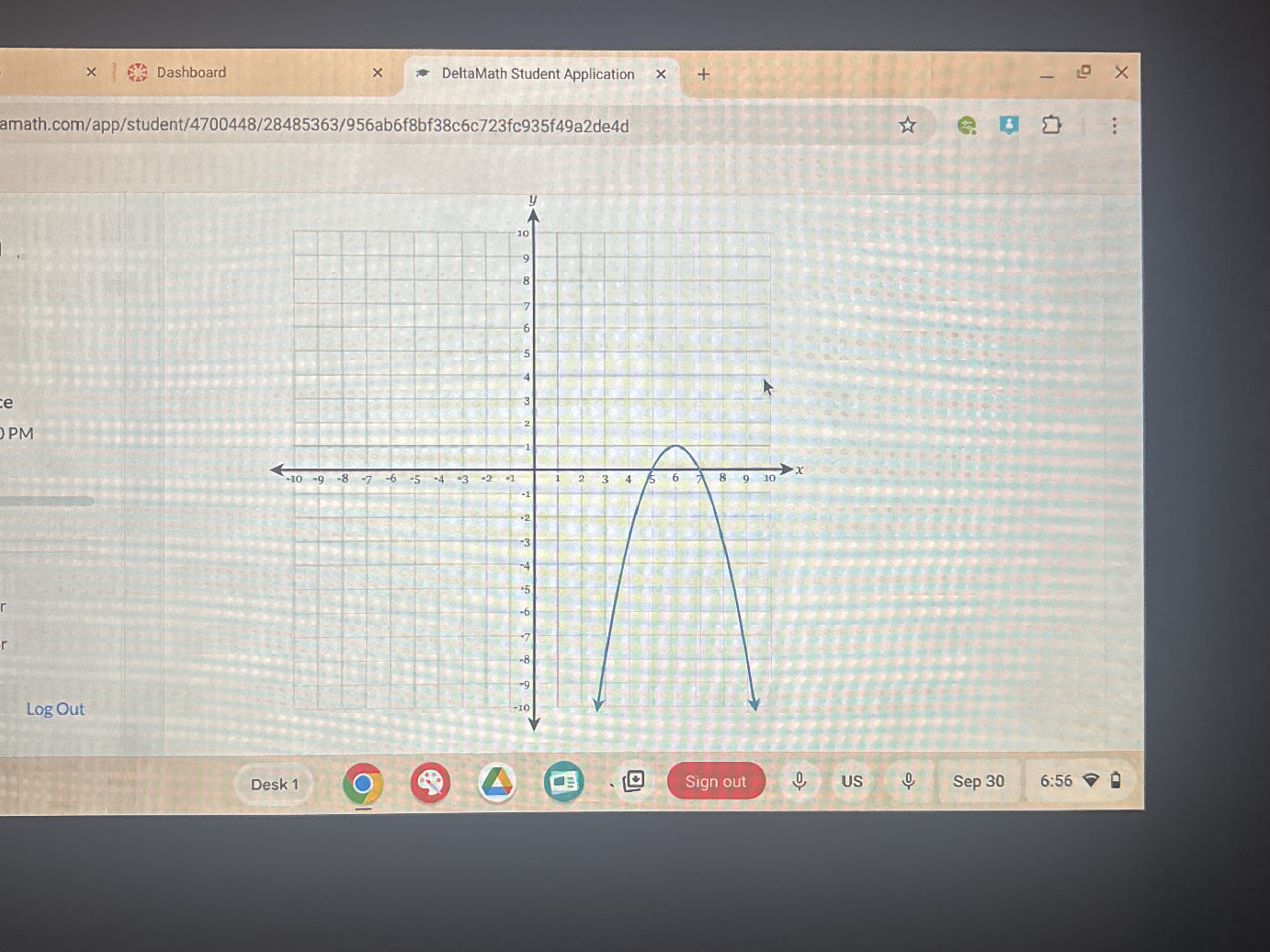 The image shows a graph of a parabola on the | StudyX