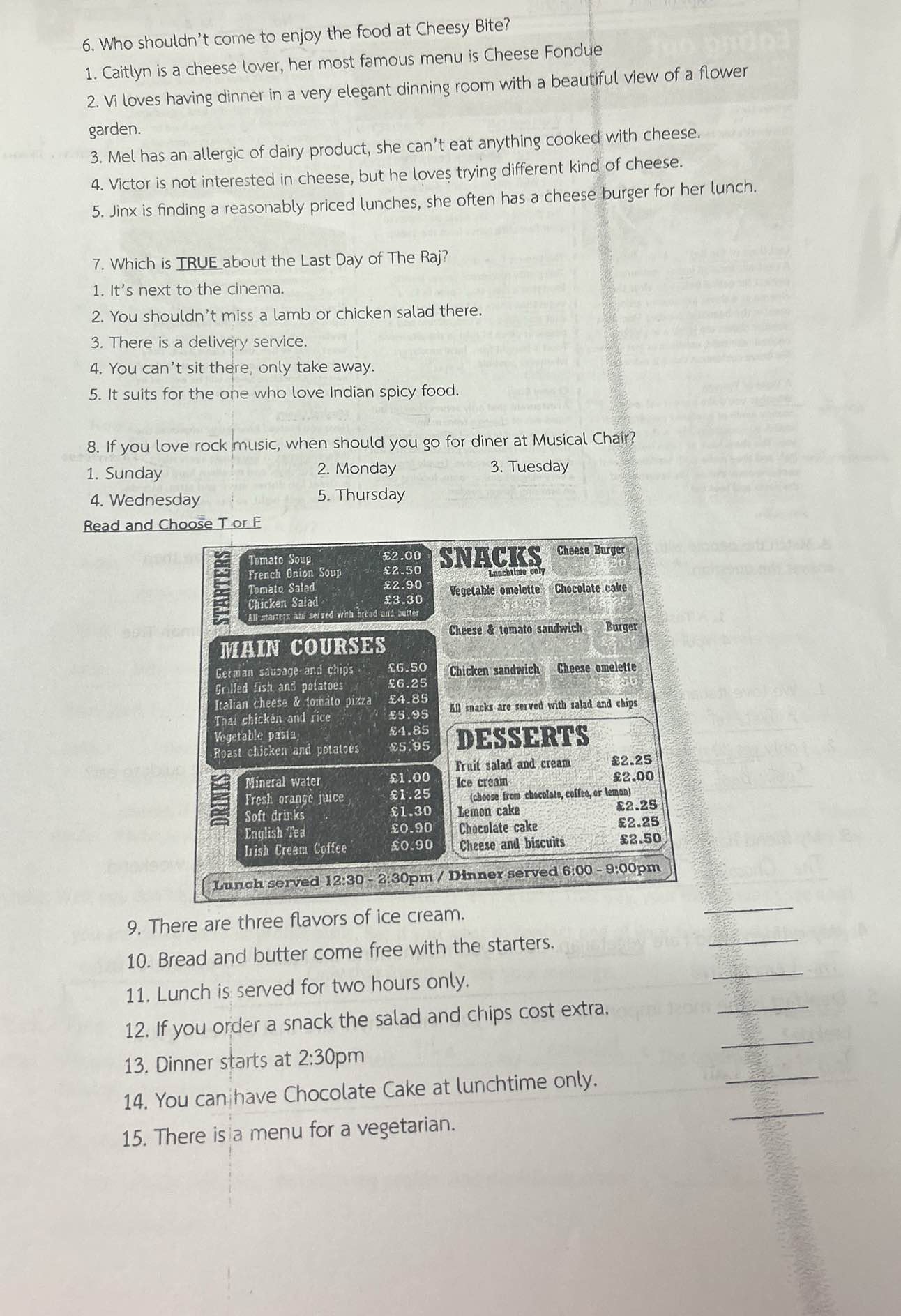 9. There are three flavors of ice cream. 10. | StudyX