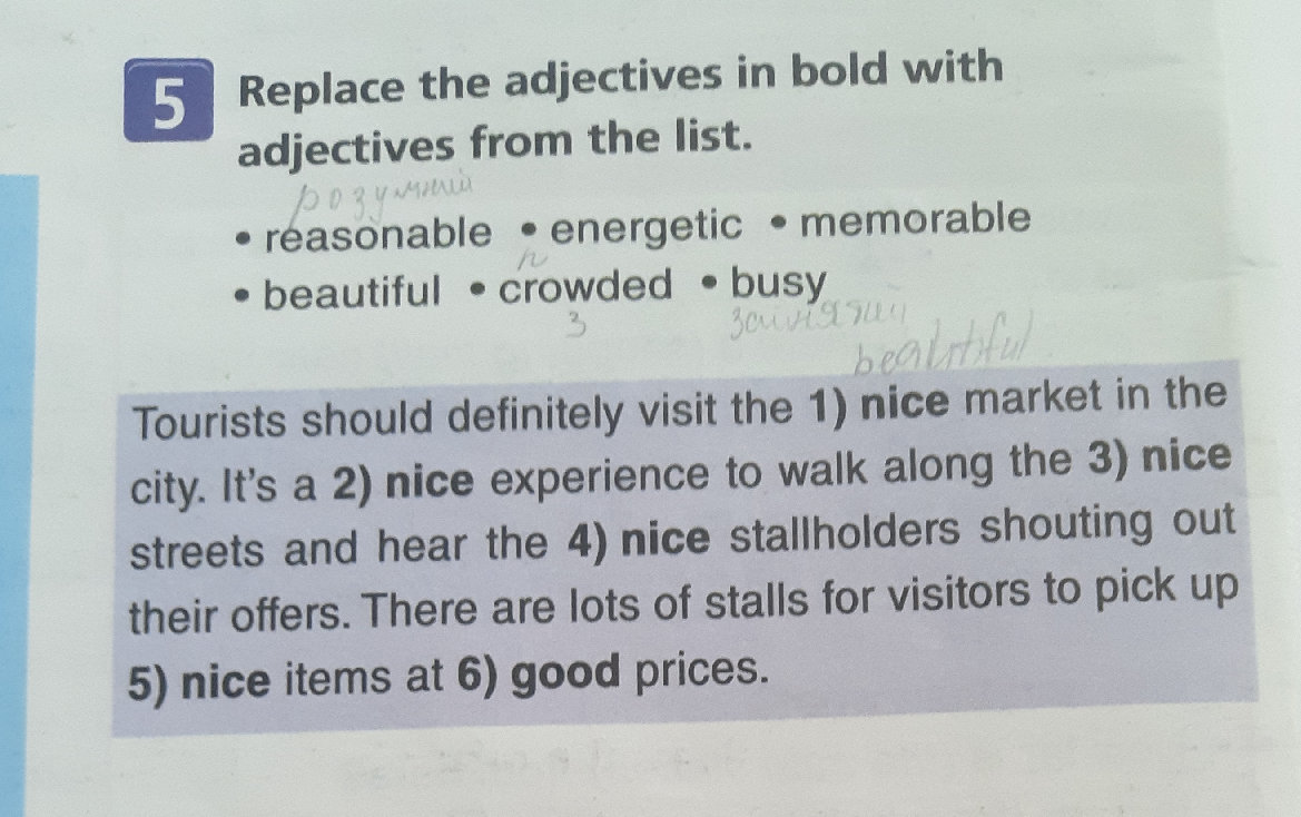 Replace the adjectives in bold with | StudyX