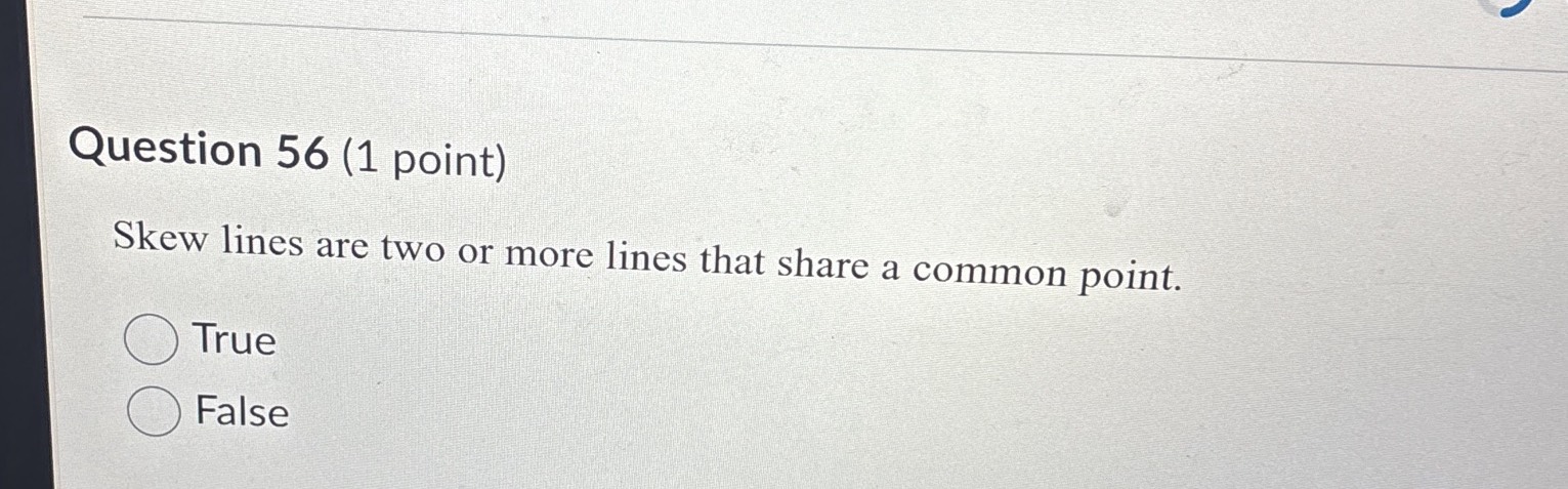Skew lines are two or more lines that share | StudyX