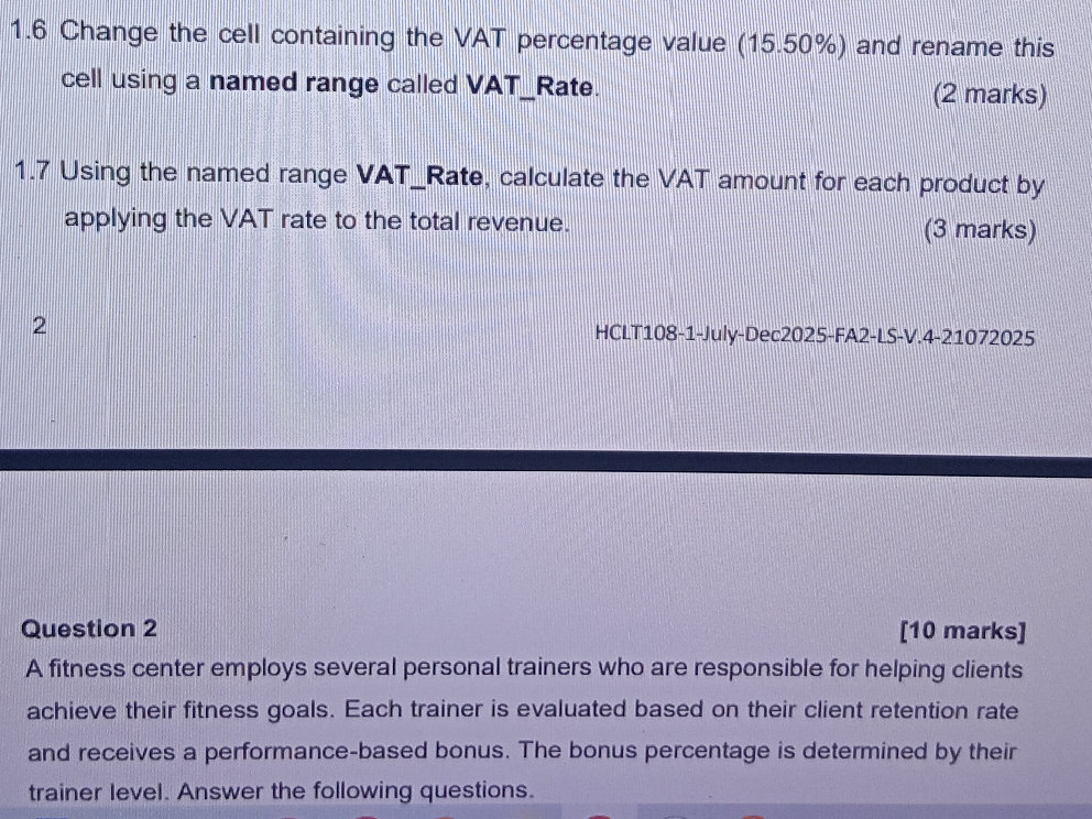 1.6 Change the cell containing the VAT