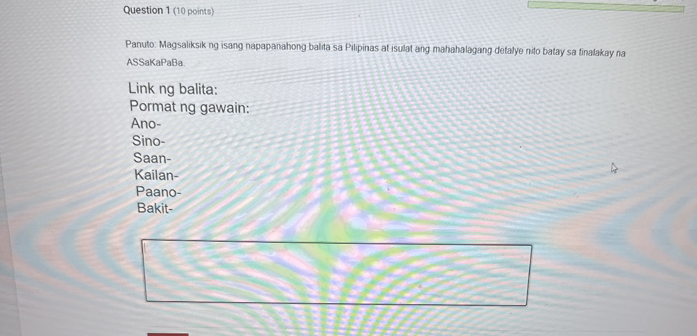 Panuto: Magsaliksik ng isang napapanahong | StudyX