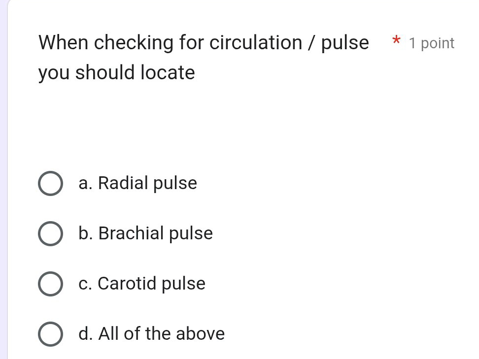 When checking for circulation / pulse you | StudyX
