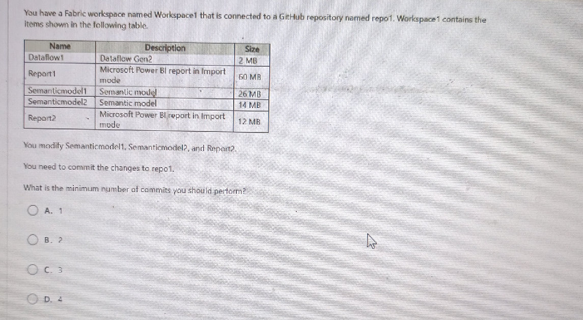 You have a Fabric workspace named Workspace1 | StudyX