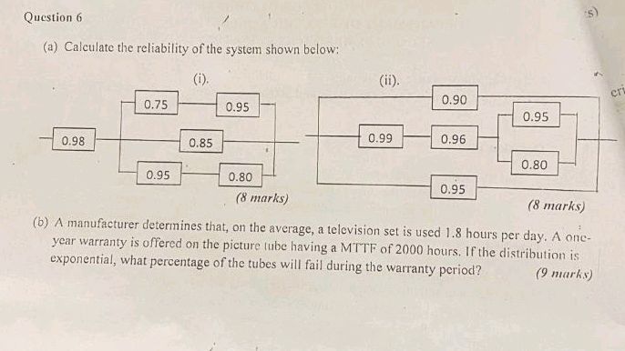 (a) Calculate the reliability of the system | StudyX