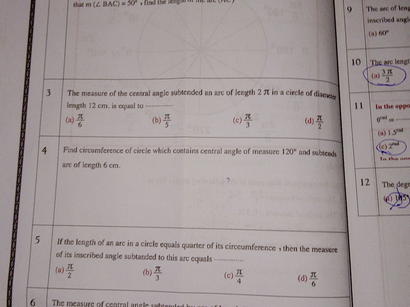 3 The measure of the central angle subtended | StudyX