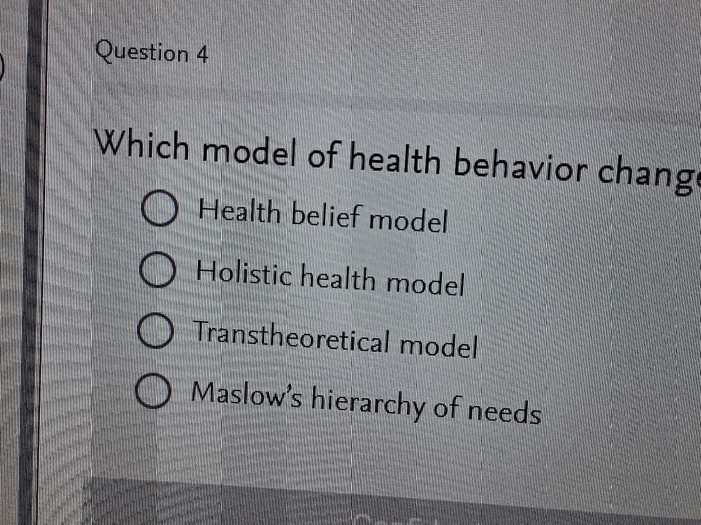 Which model of health behavior change | StudyX