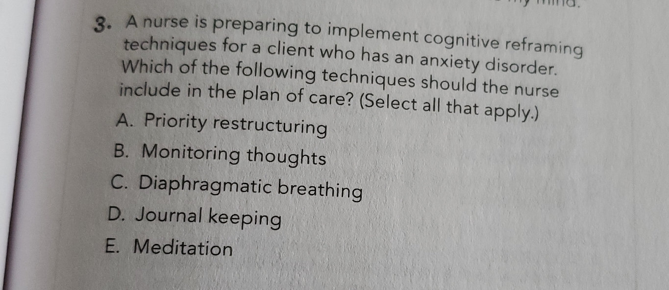 A nurse is preparing to implement cognitive | StudyX