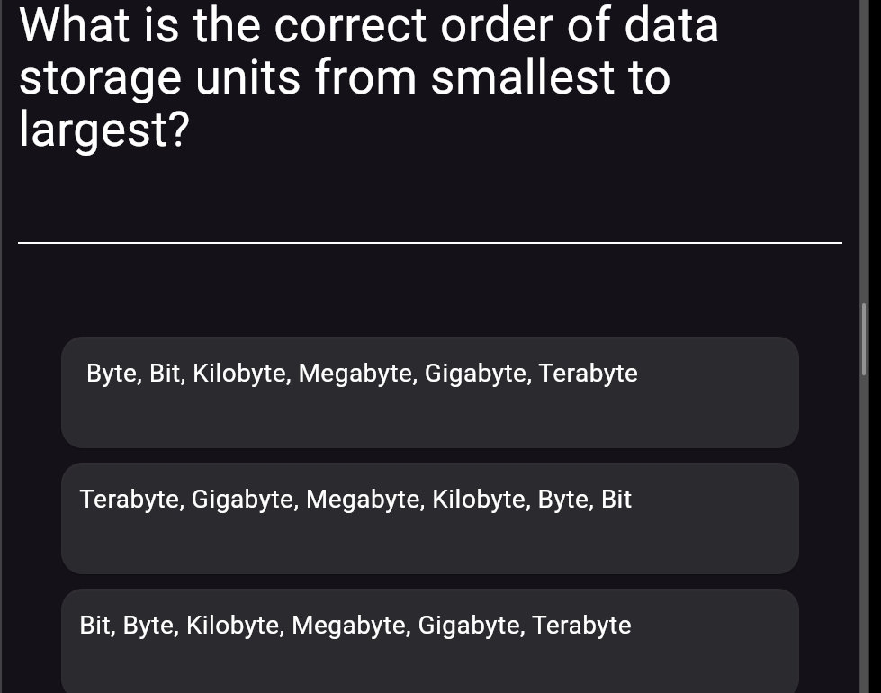 What is the correct order of data storage | StudyX