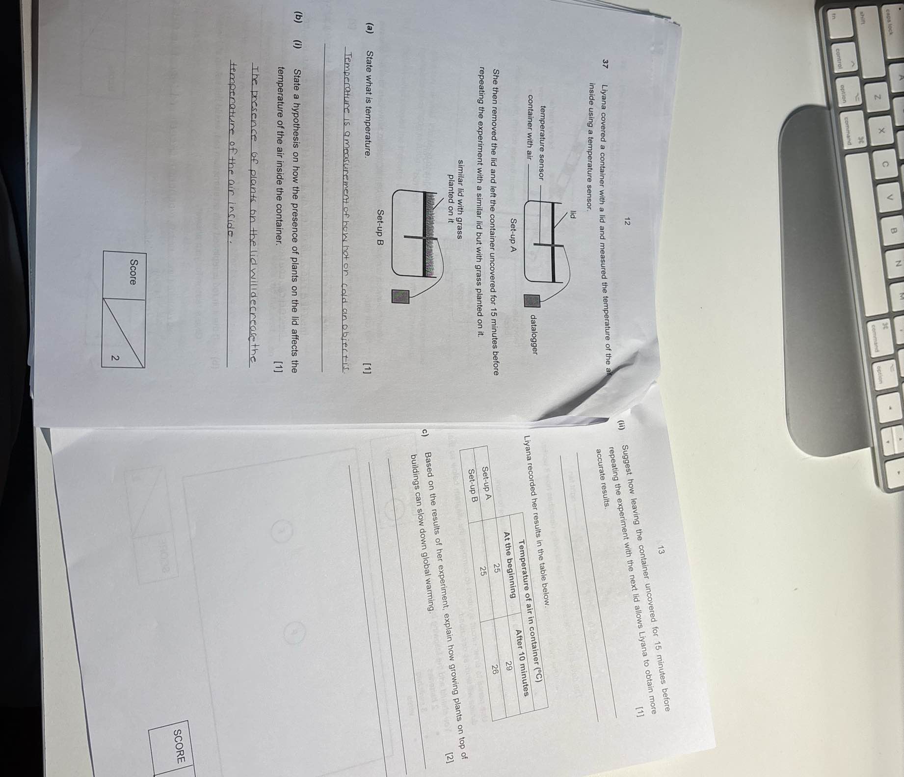 37 Liyana covered a container with a lid and | StudyX