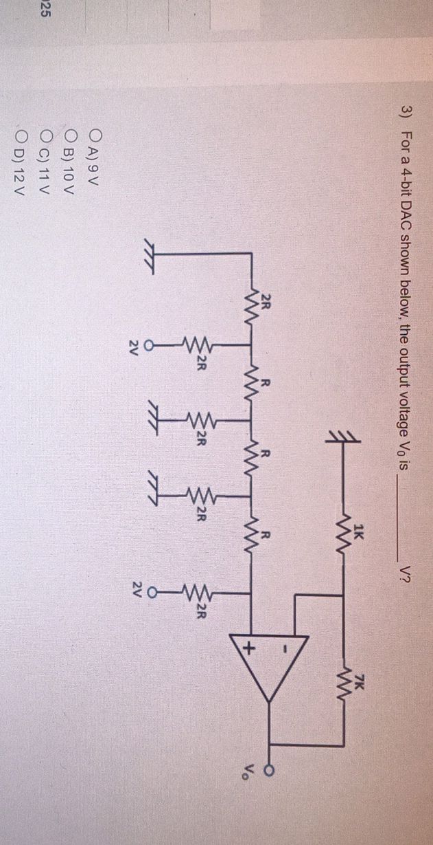 3) For a 4-bit DAC shown below, the output | StudyX