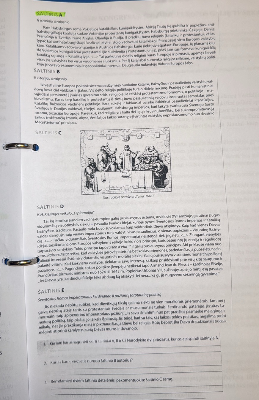 SALTINIS A IB istorinio straipsnio Kare | StudyX