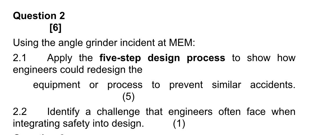 Using the angle grinder incident at MEM: | StudyX