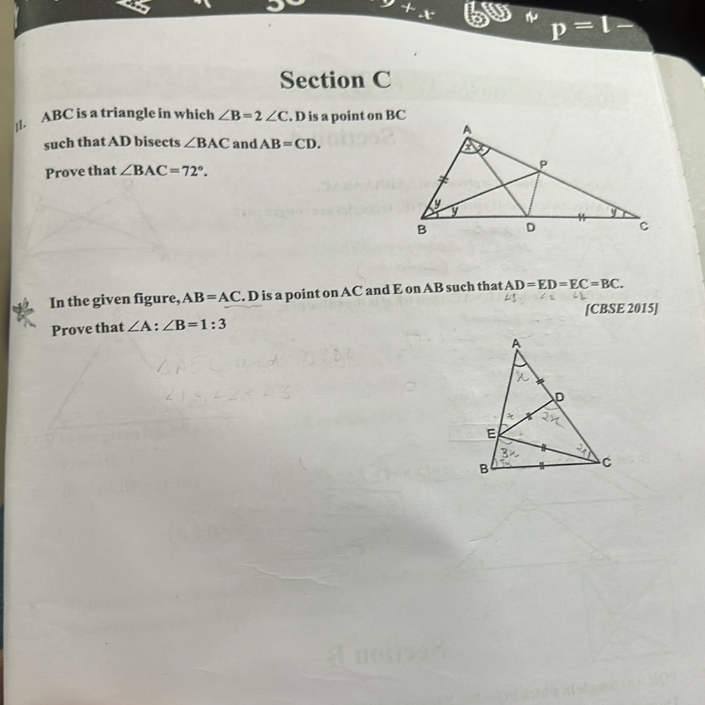 ABC is a triangle in which ∠B=2 ∠C. D is a | StudyX
