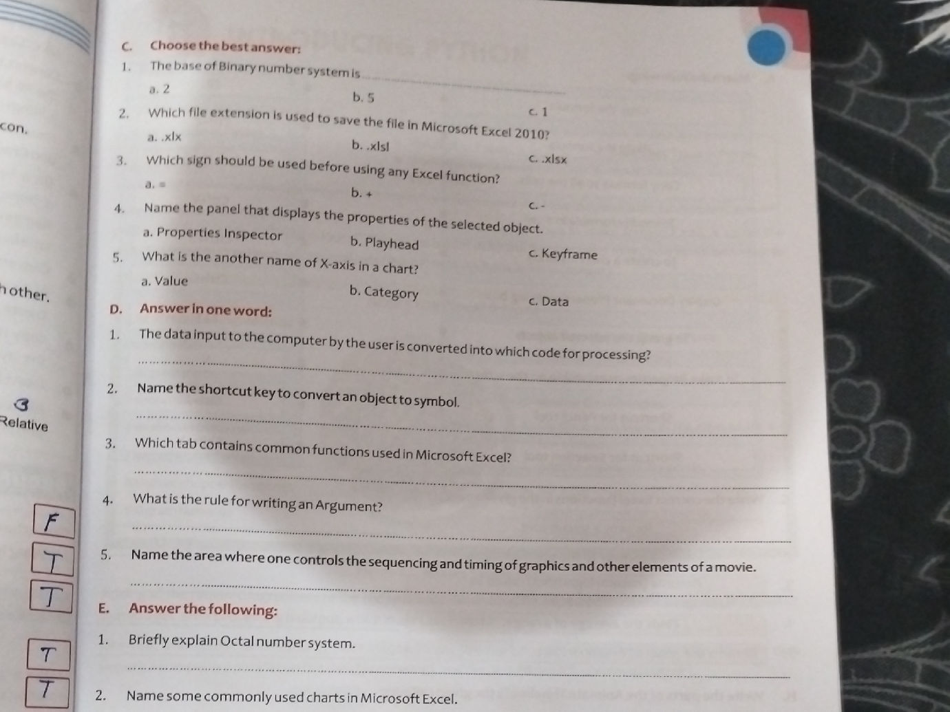 C. Choose the best answer: 1. The base of | StudyX