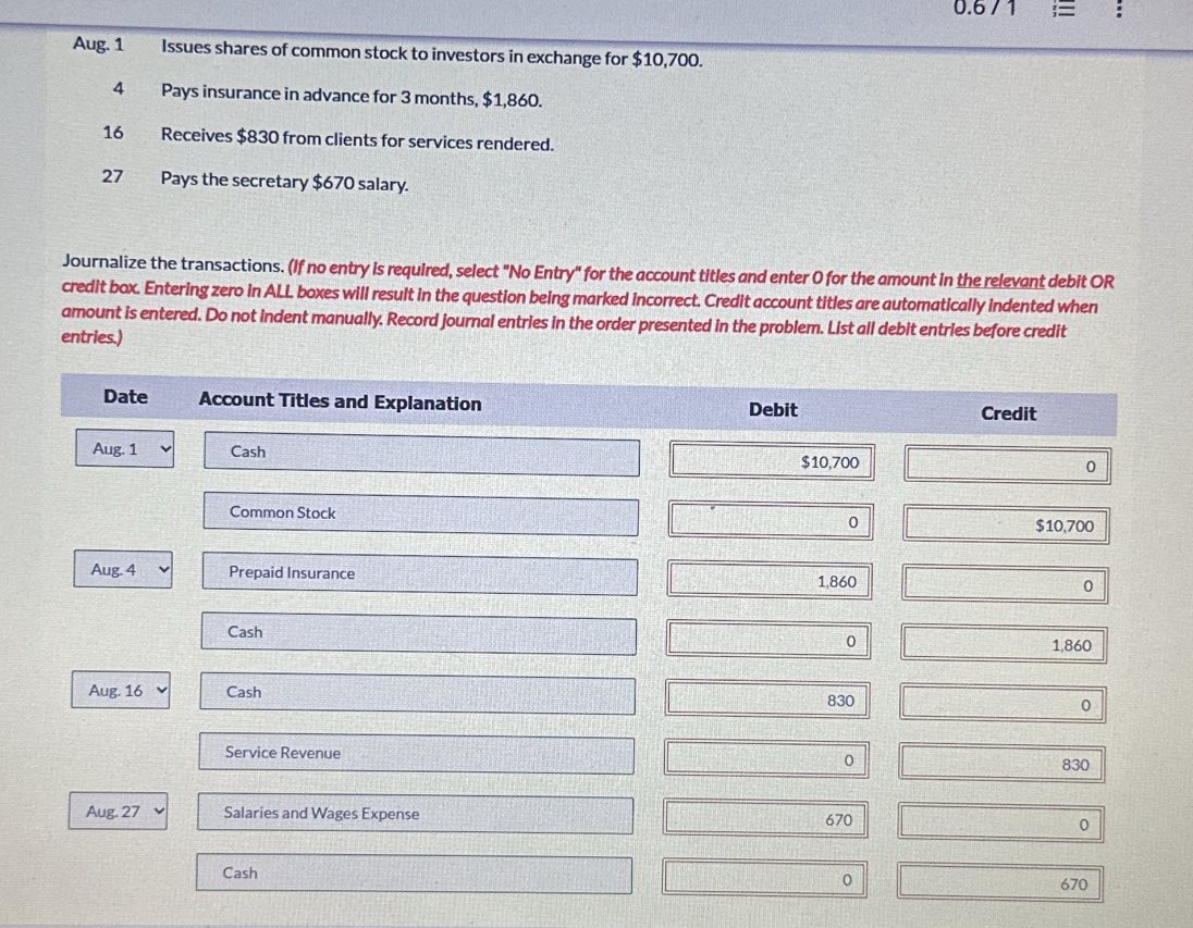 Journalize the transactions. (If no entry is | StudyX