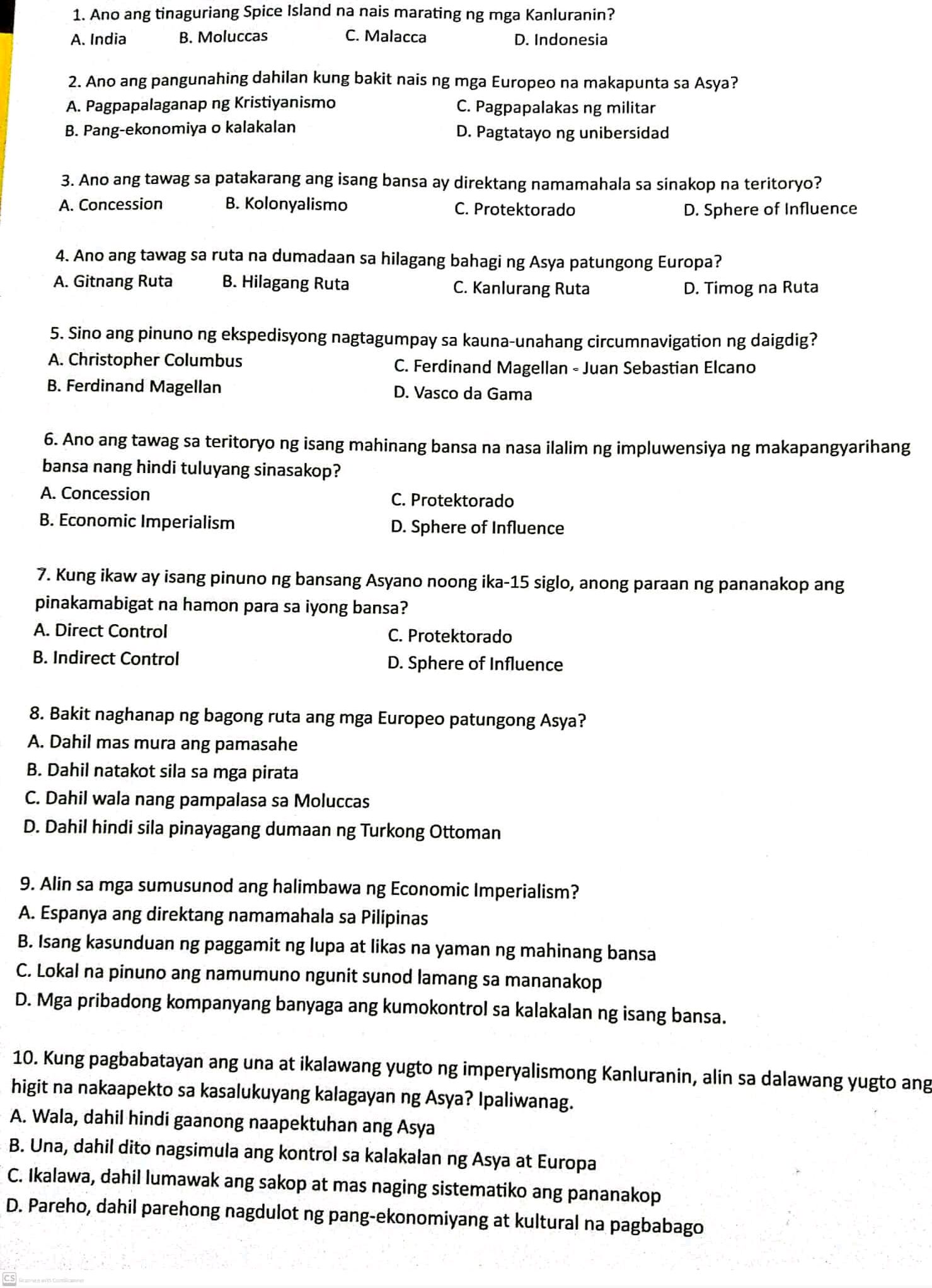 1. Ano ang tinaguriang Spice Island na nais | StudyX