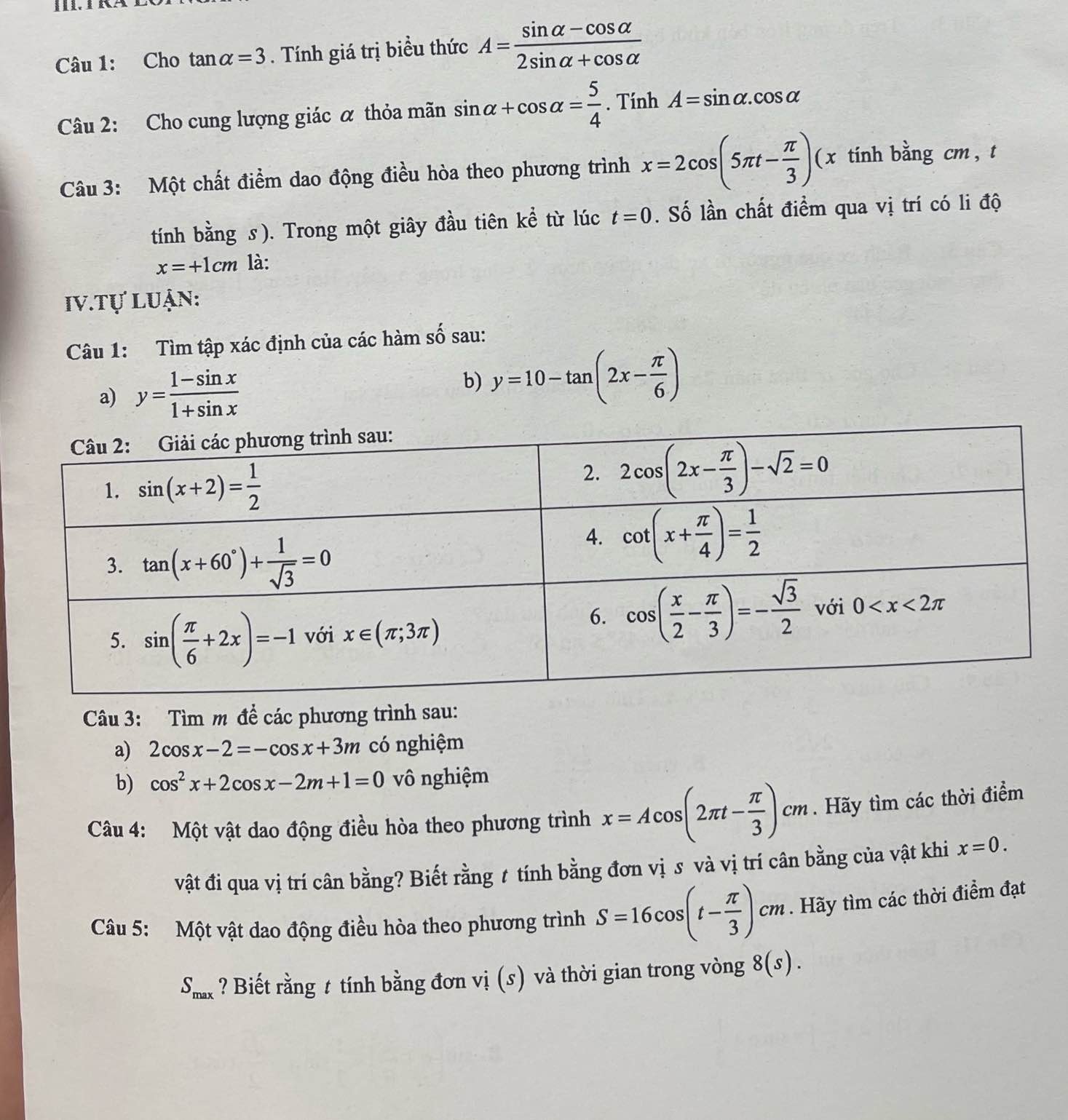 Câu 1: Cho $ = 3$. Tính giá trị biểu thức | StudyX
