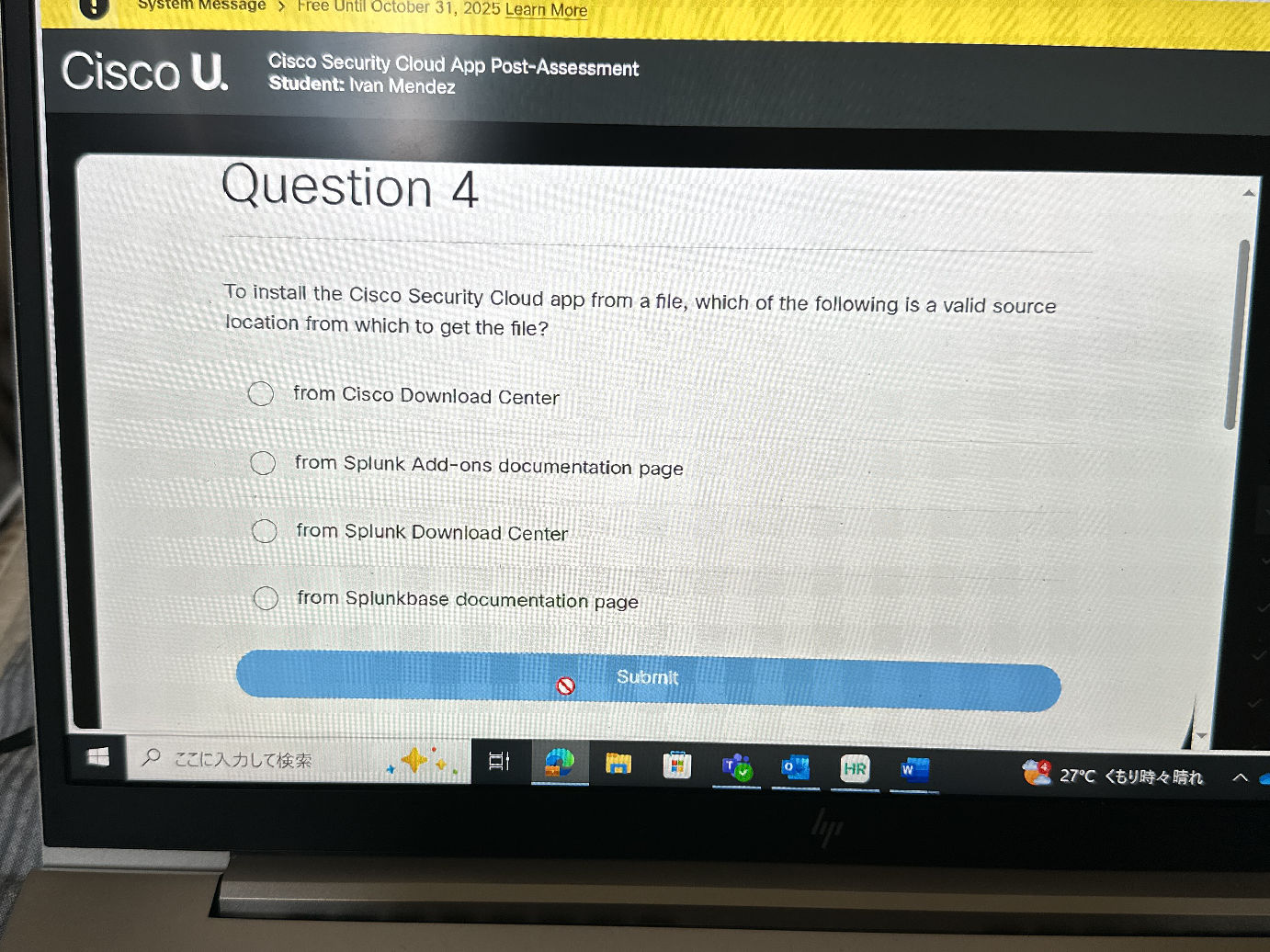 To install the Cisco Security Cloud app from | StudyX