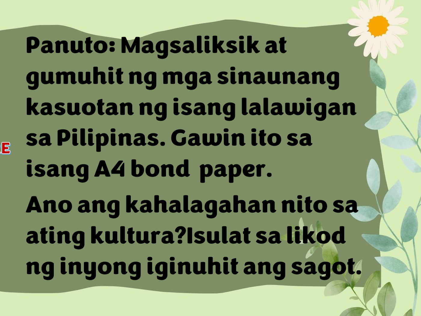 Panuto: Magsaliksik at gumuhit ng mga | StudyX