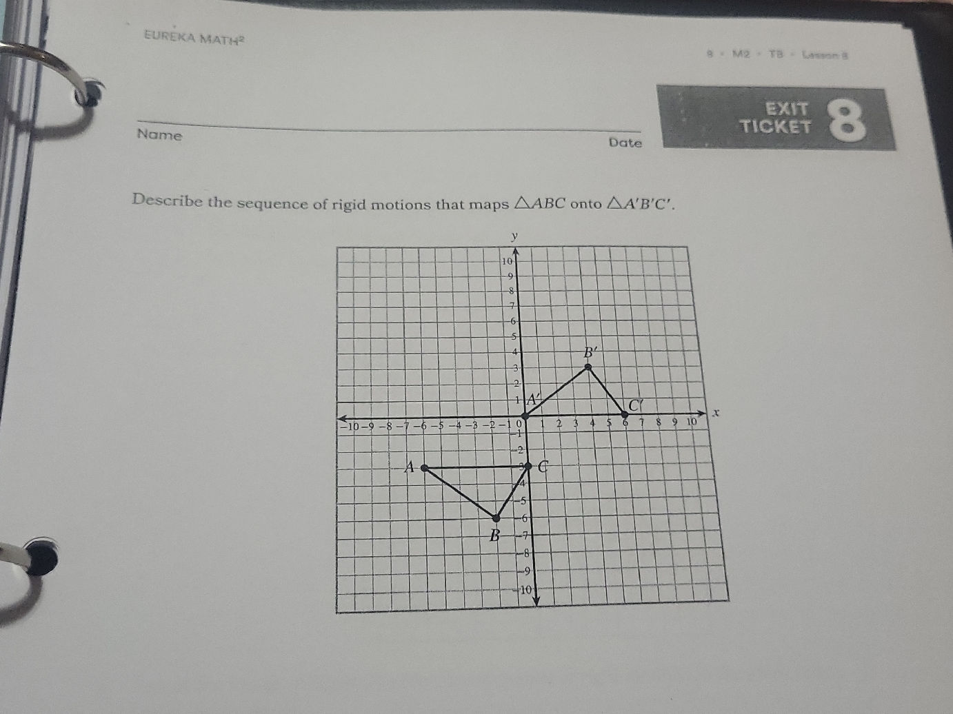 Describe the sequence of rigid motions that | StudyX