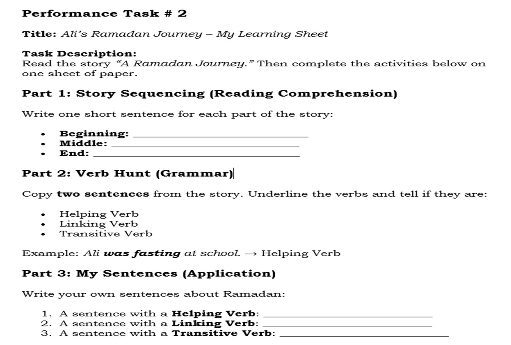 Read the story "A Ramadan Journey." Then | StudyX