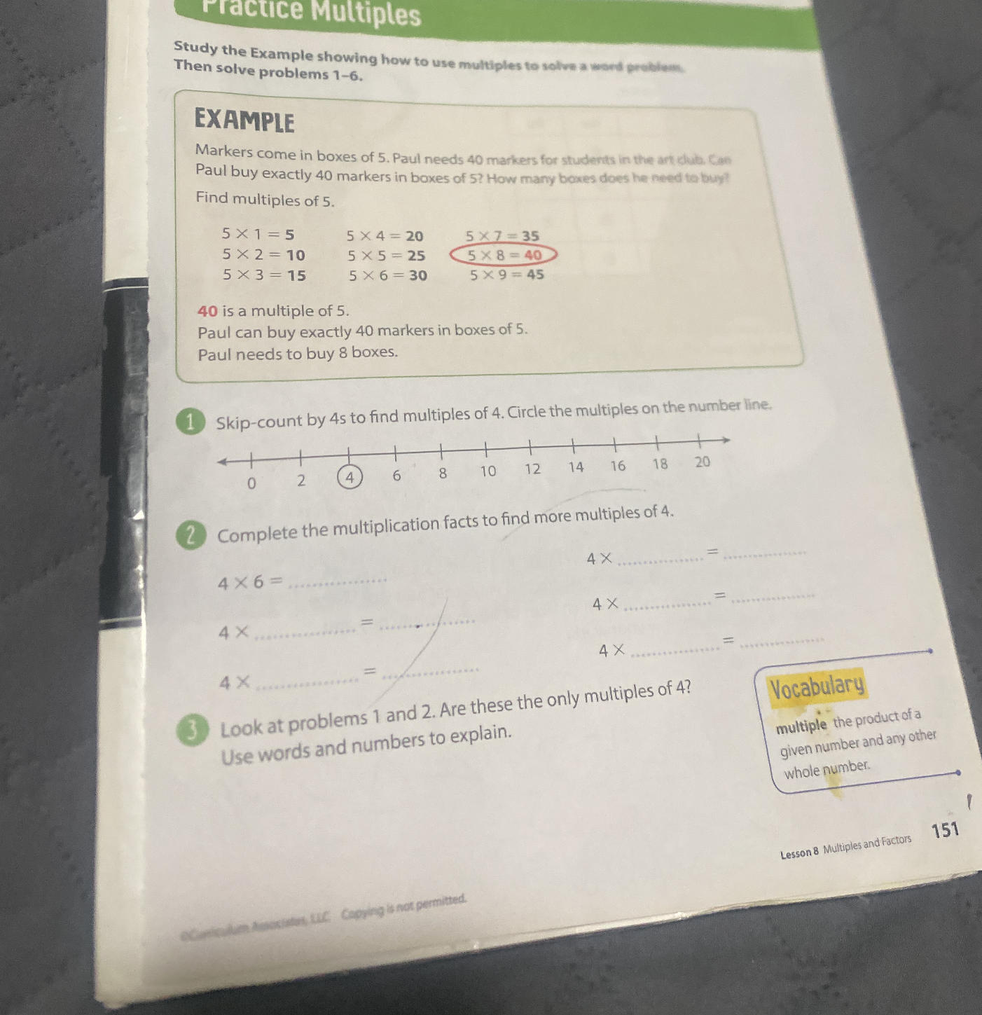 1 Skip-count by 4s to find multiples of 4. | StudyX