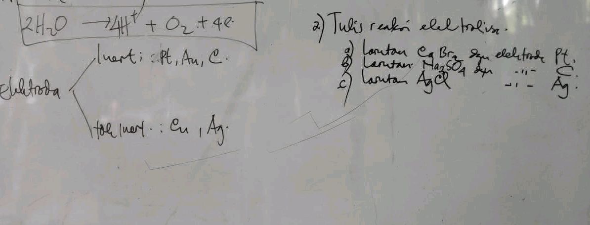 2H2O →4H+ + O2+4e Inert: Pt, Au, C. | StudyX