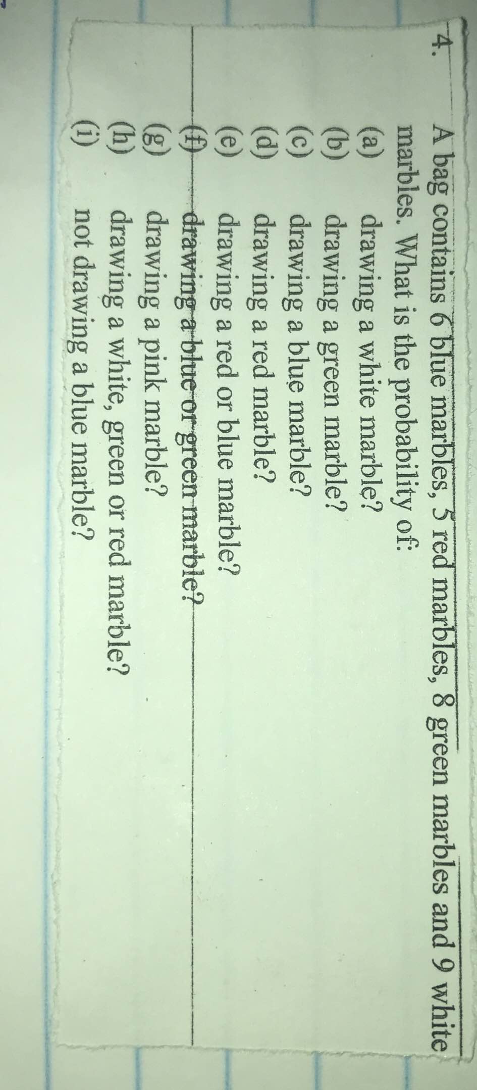 A bag contains 6 blue marbles, 5 red | StudyX